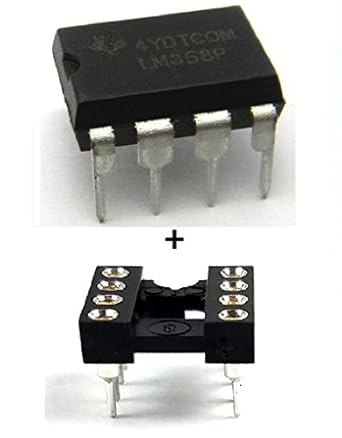 Texas Instruments LM358P IC Dual Operational Amplifier & 8-Pin Dip Sockets with Machined Contact ...