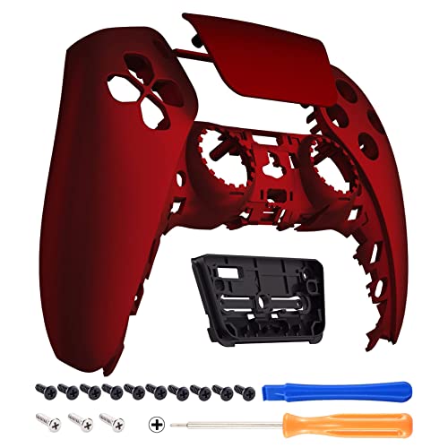 eXtremeRate Scarlet Red Soft Touch Touchpad Front Housing Shell Compatible with ps5 Controller ...