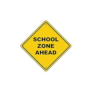 Amazon.com: School Zone Ahead Crossing Metal Aluminum Traffic Road Sign ...
