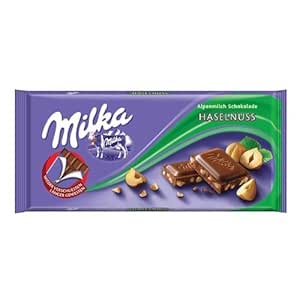 Amazon.com : Milka Hazelnuts Chocolate 100g : Candy And Chocolate Bars ...