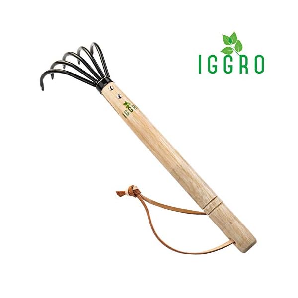 15inch Wood Hand Japanese Claw Rake NonSlip Rubber Handle, Military ...