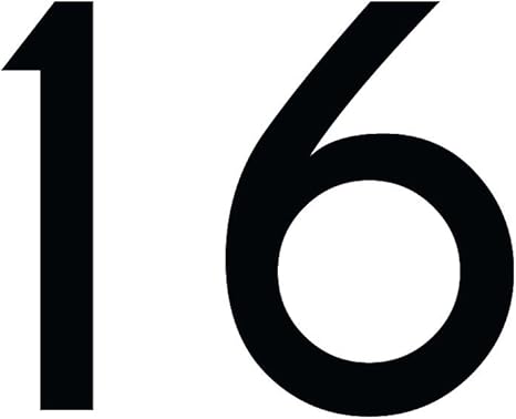 Zahlenaufkleber Nummer 16, schwarz, 30cm (300mm) hoch, Aufkleber mit ...