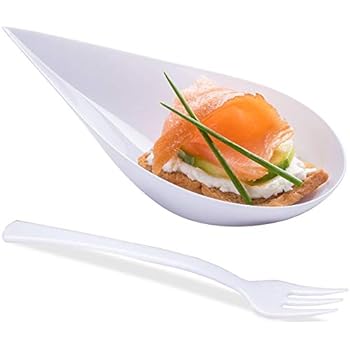 Amazon.com: DLux 100 4-in Tear Drop Mini Appetizer Plates with Forks ...