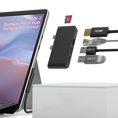 Surface Pro 8 USB C Adapter with 100M Ethernet LAN+ 4K HDMI Adapter+USB ...