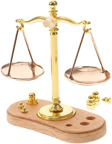 jojofuny Dollhouse Mini Balance Scales, Miniature Vintage Balance Scale ...