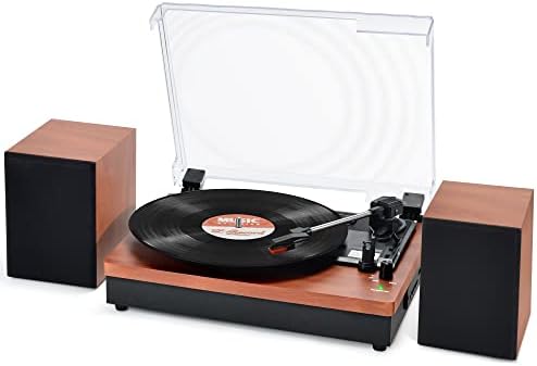 Turntable with Speakers Vintage Record Player Belt-Drive 3-Speed Record ...