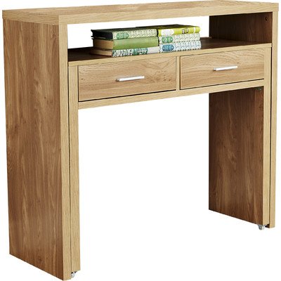 Modern Oak Console Table Pull Out Desk Two Storage Drawers: Amazon.co ...