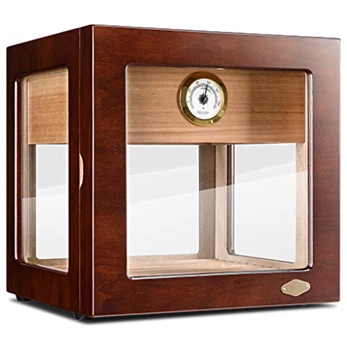 Humidors 2 Layers Storage Cigar Humidor with Glass Top, Portable Cedar ...