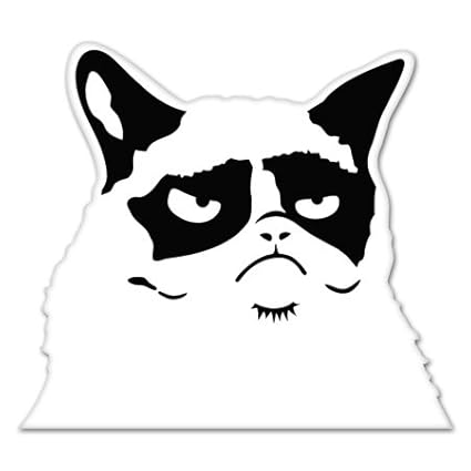 Amazon.com: Grumpy Cat Face Outline Car Sticker Decal 4" x 4 ...