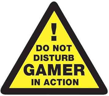Warning Gamer in Action Sticker - 10cm x 9cm Video Arcade Game Decal ...
