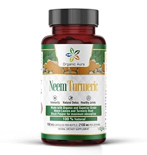 Neem Turmeric Capsule (150 Veg). Whole Green Superfood. Max Strength ...