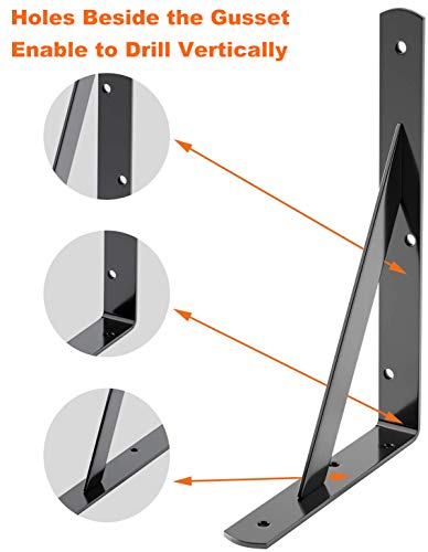 LuckIn 8-Pack Heavy Duty Shelf Bracket, 18 Inch Wall Shelf Brackets ...