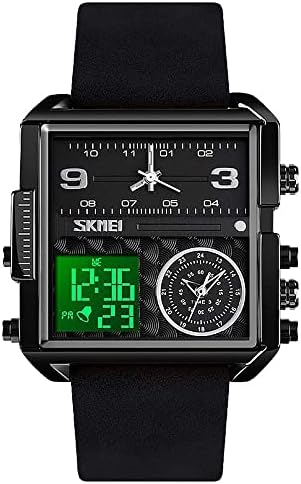 Men's Digital Sports Watch LED Square Large Face Analog Quartz Wrist ...