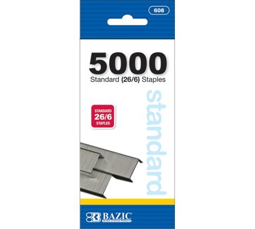 Amazon.com: BAZIC Standard (26/6) Staples, 5000 Count Size: 1 Unit ...
