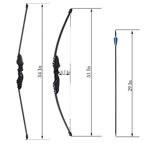 SinoArt 54" Long Bow for Right Handed 30 LBs Draw Weight Archery Bow ...