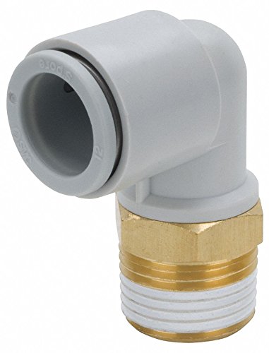 SMC KQ2L04-01AS PBT & Brass Push-to-Connect Tube Fitting with Sealant, 90 Degree Elbow, 4 mm ...