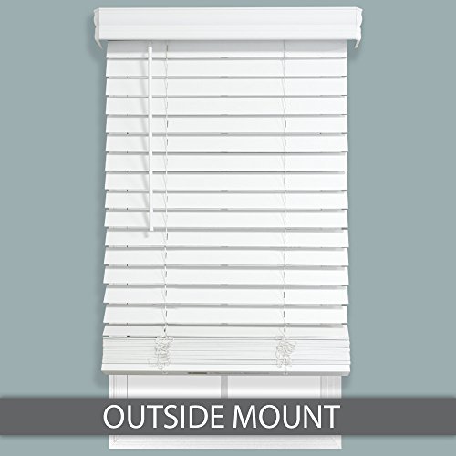 Lumino 2-inch Faux Wood Cordless Room Darkening Blinds White - 33.5" W ...