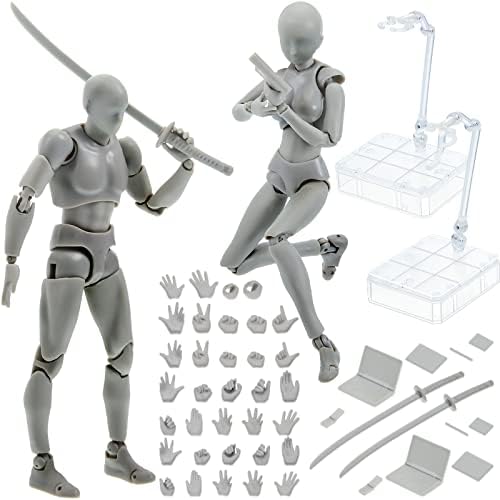 Yookeer Body Kun and Body Chan Dx Set, Gray Drawing Action Figures ...