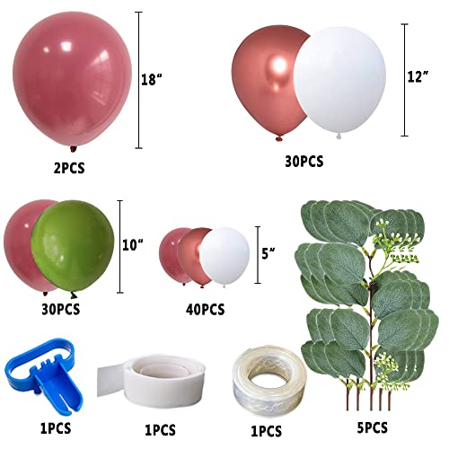 Rose Red Balloon Garland Arch Kit – 102 Pack Olive Green Rose Red Blush ...
