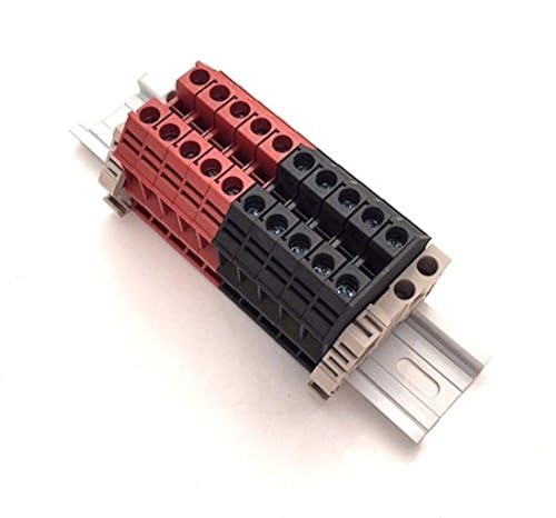 Dinkle Assembly DK6N Red/Black 10 Gang Box Connector DIN Rail Terminal ...