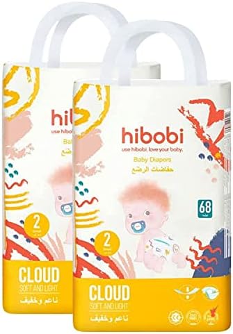 Hibobi Ultra Soft Absorbent Diapers, Size 2, 4-8Kg, 2X68, Mega Box, 136 Diapers price in Saudi ...