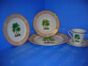 Amazon.com | PALM TREE 20pc Dinner Set PALMS Dishes Dinnerware NEW ...