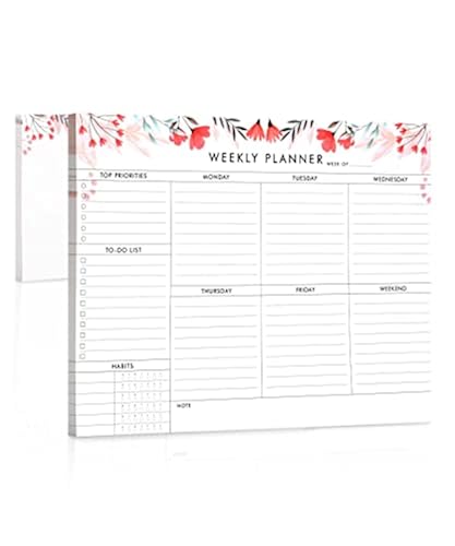 Weekly Planner Notepad 50 To Do List Notepad (8.5 X 11) Set of 2 Weekly ...