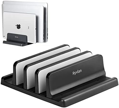 Ryvlan Vertical Laptop Stand, Adjustable 3 Slot Laptop Storage with ...