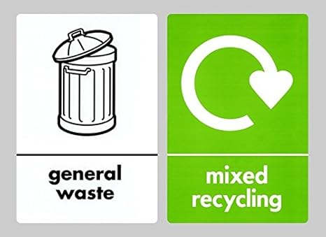 Recycling Bin Sticker Pack | 10cm x 15cm | General Waste & Mixed ...