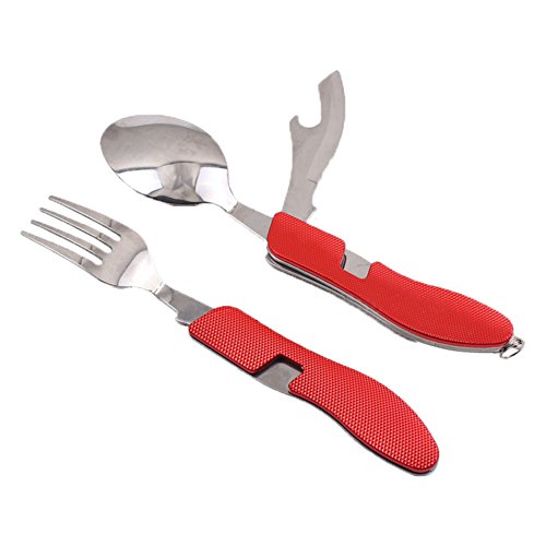 JMM 4-In-1 Camping Utensil Multifunction Stainless Steel Folding ...
