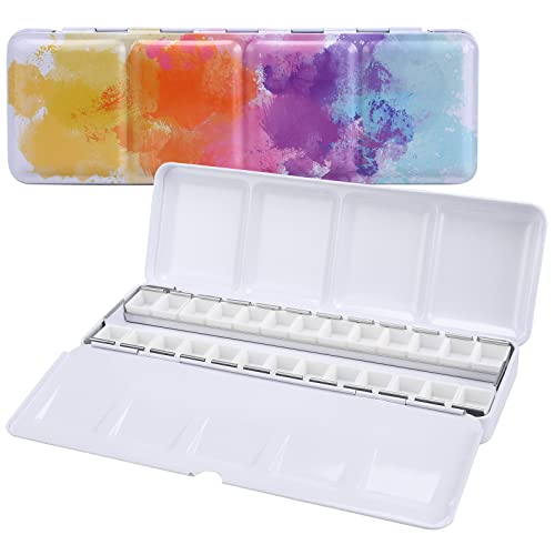 LOONENG Empty Watercolor Palette, Empty Watercolor Tin with Fold Out ...