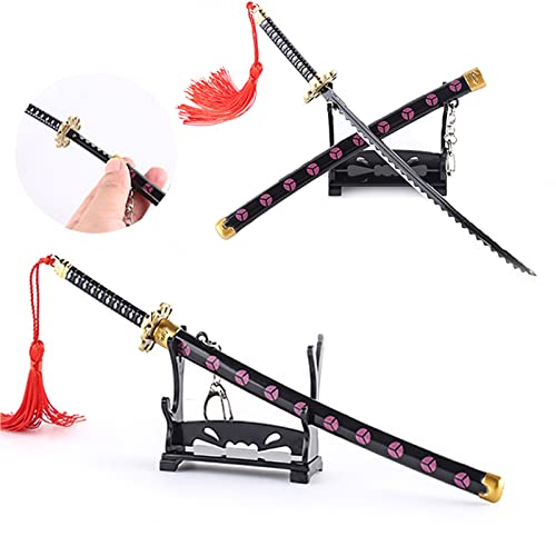 Roronoa Zoro Katana Weapon Model with Stand Mini Sword Keychains Anime ...