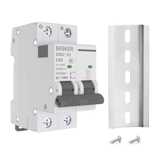BASKER DC Circuit Breaker, 63 Amp 2 Poles 500V Disconnect Switch for ...