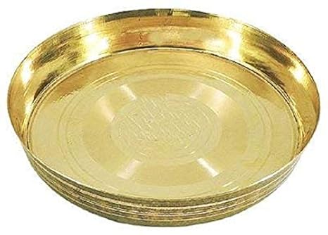 Buy sbi Brass/Pital/Deep Round Thali for Puja 11 inch (Gold) Online at ...