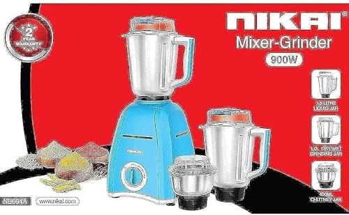 Nikai 900W Blender With 3 Jars - 1.5 Ltr Liquid, 400 ml Dry/Wet, and 1 ...