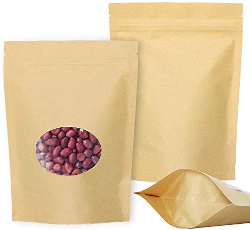 SumDirect Kraft Paper Bags Zip Lock Stand-up Reusable Sealing Food ...