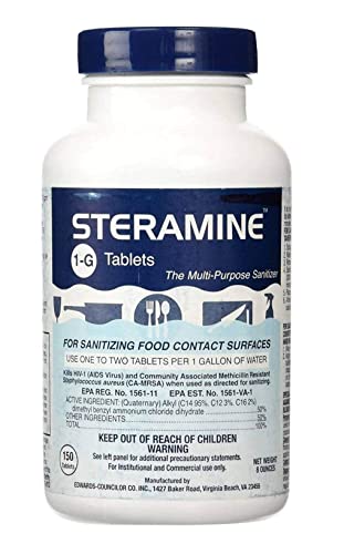 Steramine Sanitizing Tablets, Sanitize Food Contact Surfaces, Model 1-G ...