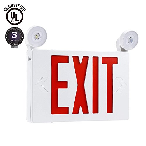 Buy Red LED Exit Sign with UL Listed Emergency Light, AC 120V/277V ...