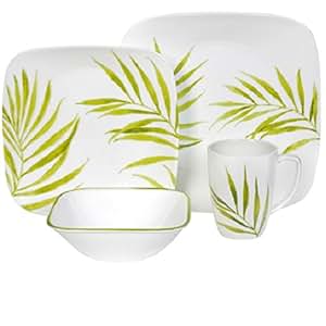 Amazon.com | Corelle Square Round 16-Piece Dinnerware Set, Bamboo Leaf ...