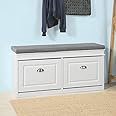 Amazon.com: Haotian FSR64-W, White Storage Bench with Drawers & Padded ...