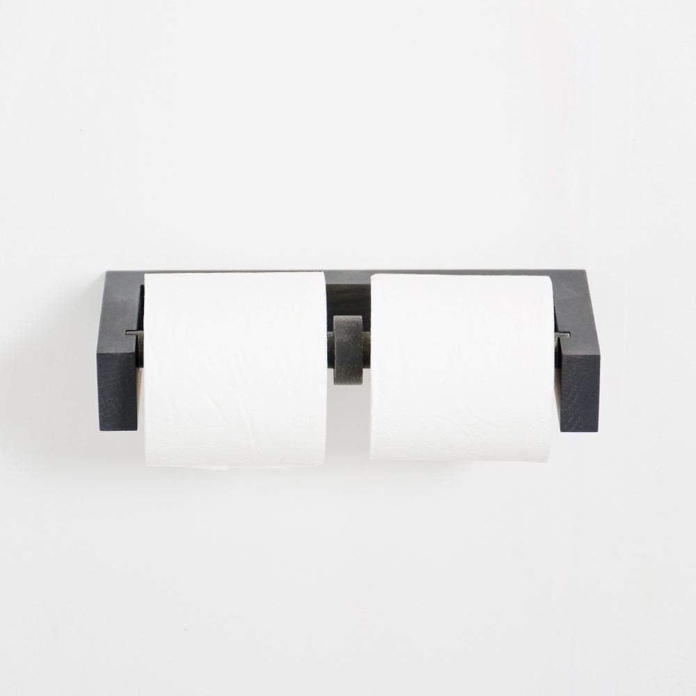 Wireworks Wooden Double Toilet Roll Holder 29cm Bathroom Wall Mounted ...