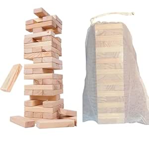 Buy TVM Tumbling Tower Game| Wooden 54 Pieces Building Block | Stacking ...