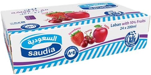 Saudia Jump Laban with Strawberry and Cherry Real Fruit Drink, 24 X 200 ...