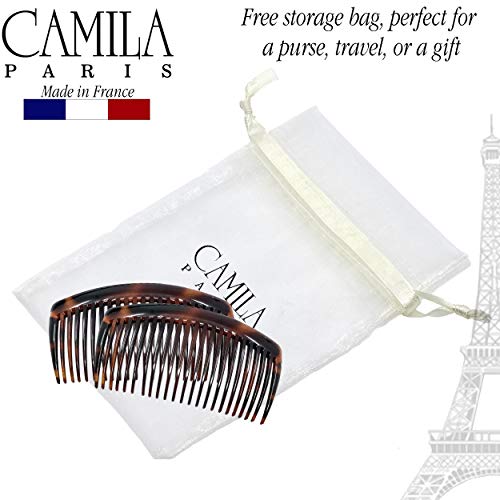 Camila Paris AD66/2 French Side Combs Large Curved Tortoise Shell French Twist Hair Combs ...