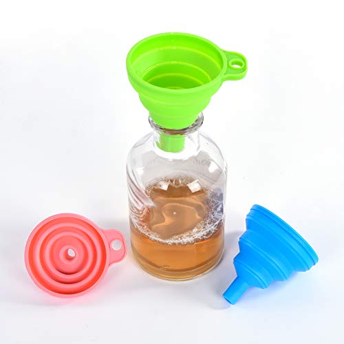 Kitchen Silicone Collapsible Funnel Set of 3,Small and Large,Flexible-Foldable-Cooking-Food ...