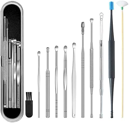 11 Pcs Ear Pick Earwax Removal Kit, Ear Cleaning Tool with Clean Brush ...
