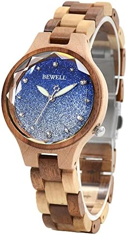 BEWELL Wooden Watches for Women Star Dust Dail Minimalist Quartz ...