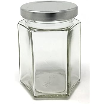 Amazon.com: 6-Ounce Hexagon Glass Jars (12-Pack); Empty Hex Jars w/Gold Lids for Party Favors ...