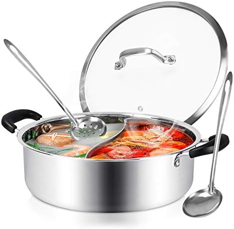 Hot Pot with Divider, Shabu Shabu Hot Pots Food Grade Stainless Steel ...