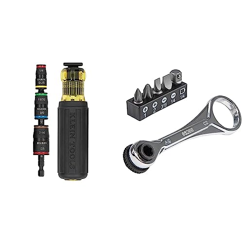 Klein Tools 32900 Impact Driver, 7-in-1 Impact Flip Socket Set with ...